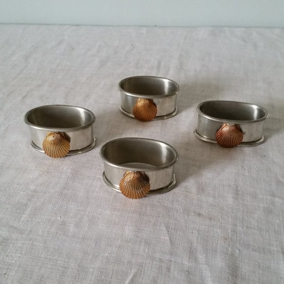 Dining | Vintage Pewter Seashell Beach Napkin Rings Set 4 | Poshmark